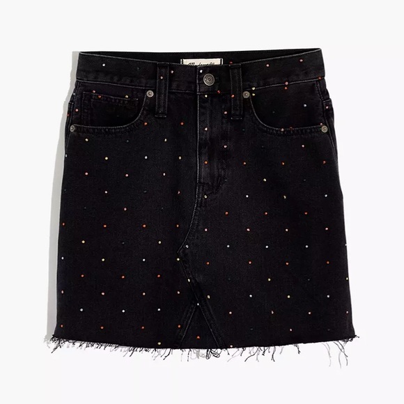 Madewell | Skirts | Madewell Black Denim Skirt With Metallic Rainbow ...